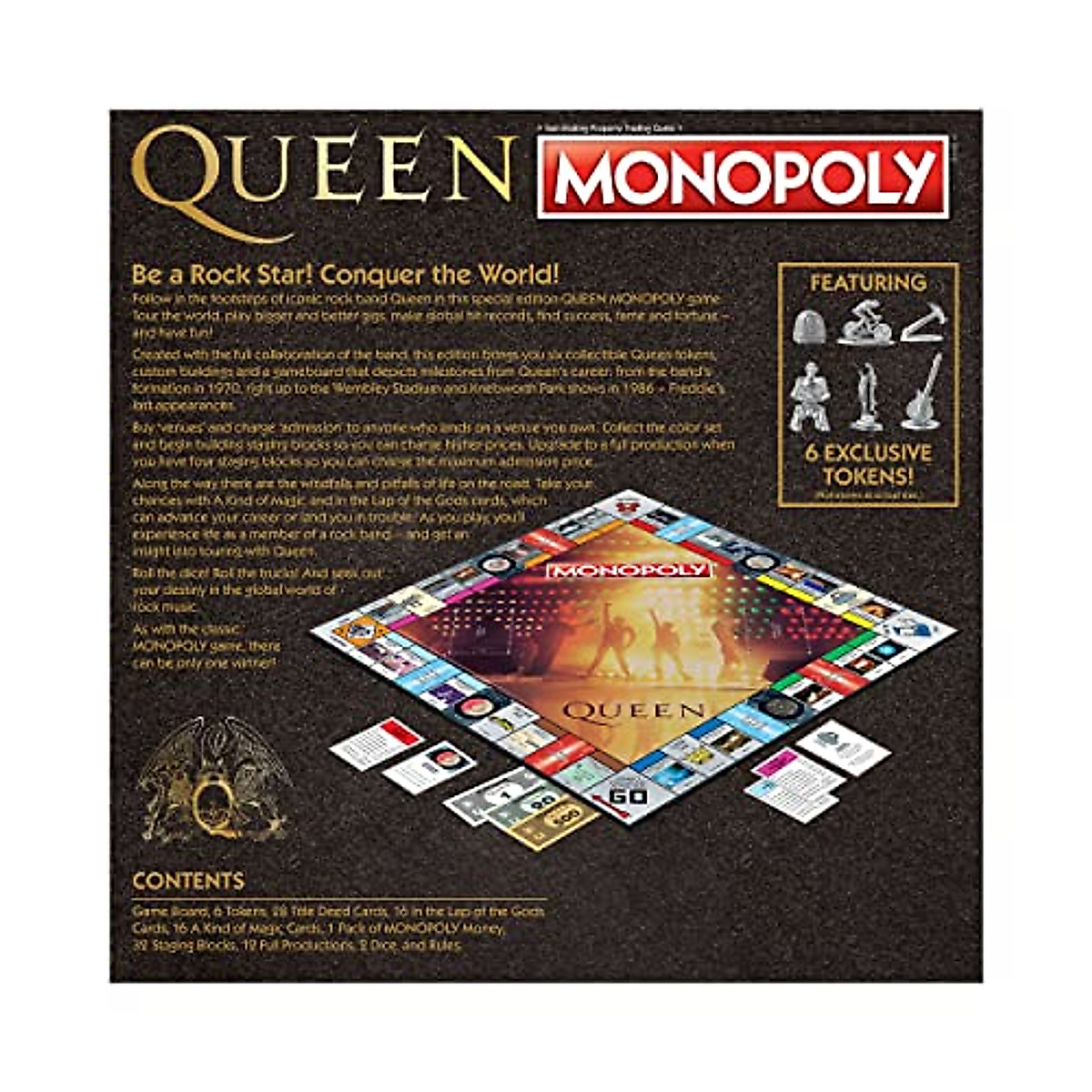 Monopoly Queen | Collectible Monopoly Game Featuring British Rock and Roll Band | Custom Game Board Featuring Familiar Artwork, Arenas, and More