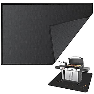 MAGORUI Fire Pit Mat (48 X 60in), Fireproof Mat for Grill, Stove, BBQ, Heat Resistant Fireproof Ember Mat, Fire-Resistant Grill Mat for Patio, Lawn, Suitable for Indoor and Outdoor Activities, Black