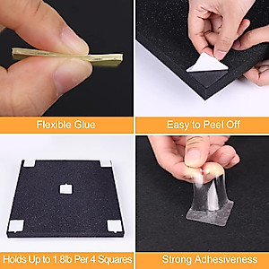 Sonicism 60 Pack Pyramid Double Sided Tape Squares for Acoustic Foam Sheets, Heavy Duty Wall Mounting Tape Squares for Polyester Foam Acoustic Panels, 1.4-in Squares, Transparent