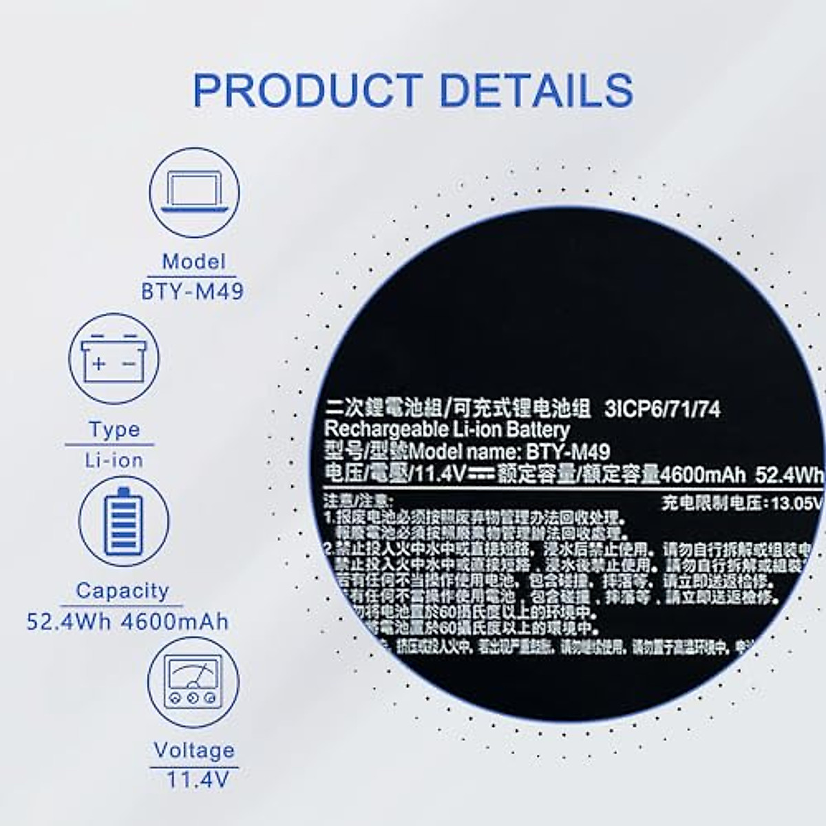 JOTACT BTY-M49 11.55V 84.08Wh 3- Cell Laptop Battery Compatible with MSI Prestige 14 A10SC A10SC-009 A10RB B10MW-017US MS-14C2 A11SCX Summit E14 A11SCS A11SCST 14 B4M MS-14DK B10RAS B11SB Series