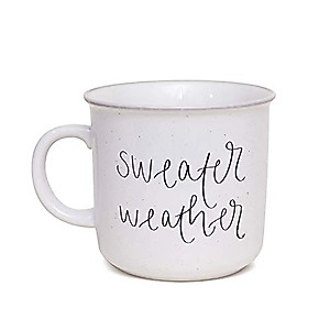 Sweet Water Decor Fall Coffee Mugs | Seasonal 16oz Ceramic Campfire Coffee Cup | Microwave & Dishwasher Safe Autumn Mug Great for Halloween, Pumpkin Spice Lattes & Thanksgiving (Sweater Weather)