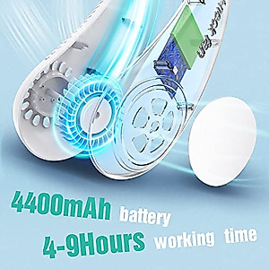 WITHOUSE Portable Neck Fan, Personal Bladeless Hand Free Mini Small Fans with 4400mAh Rechargeable Battery and 3 Adjsutable Speed Quiet for Run, Work, Travel and Camping Outdoor
