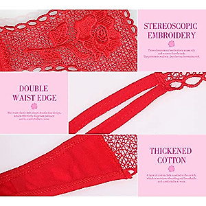 Gifts for Her 1Pc Women Sexy Rose Flower Lace G-string Briefs Thongs Romantic V-string Panties Free Size