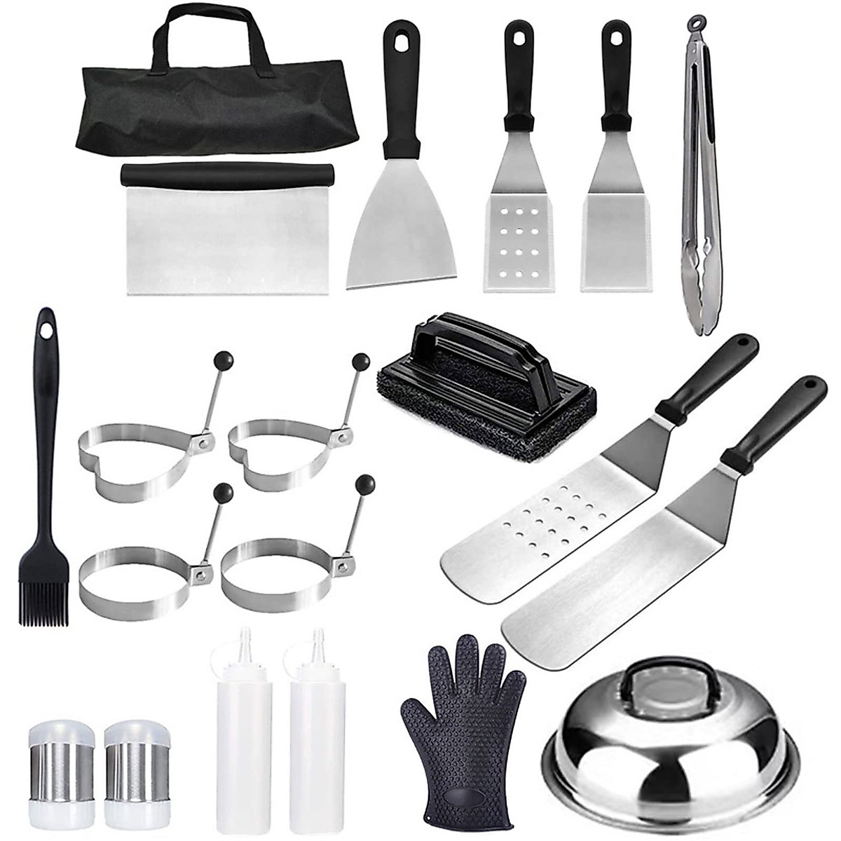 SEFAX Portable Grilling Utensil Kit, BBQ Tools Set, Grill Accessories, 20PCS Stainless Steel Grilling Kit, Suitable for Travel, Picnics, RVs, Camping, BBQs, Parties
