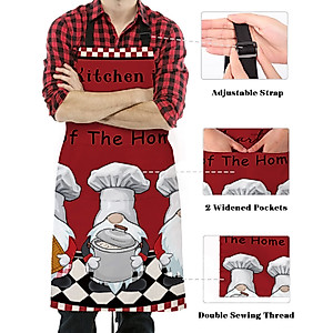 Yomandocix Chef Apron Adjustable Bib Aprons, Fat Chef Kitchen Cooking Apron with Pockets for Men Women Cook Gnomes