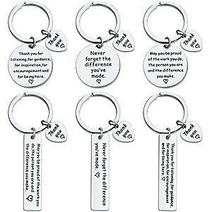 12 Pieces Thank You Gifts Appreciation Keychain Make a Difference Keychain Inspirational Stainless Steel Appreciation Keyrings Gifts for Women Volunteer Teacher Employee Social Worker(Silver)