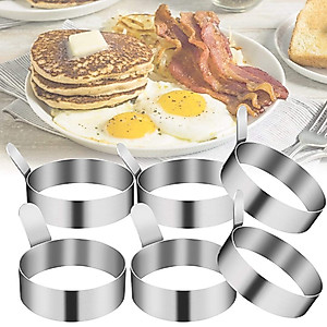 WSNM 6 Pcs Egg Egg Molds Non Stick Steel Egg Egg Rings for Frying Eggs Pancake Sandwich Cooking Beefsteak Kitchen Gadgets for Breakfast