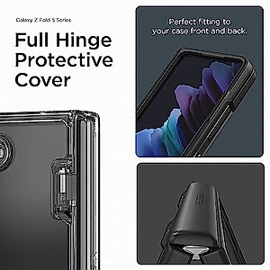 VRS DESIGN Phone Case for Galaxy Z Fold 5 5G (2023) [Terra Guard Modern], Premium Modern Neat Style [Anti Scratch Hinge Protection] Case with Tempered Glass Screen Protector Matte Black