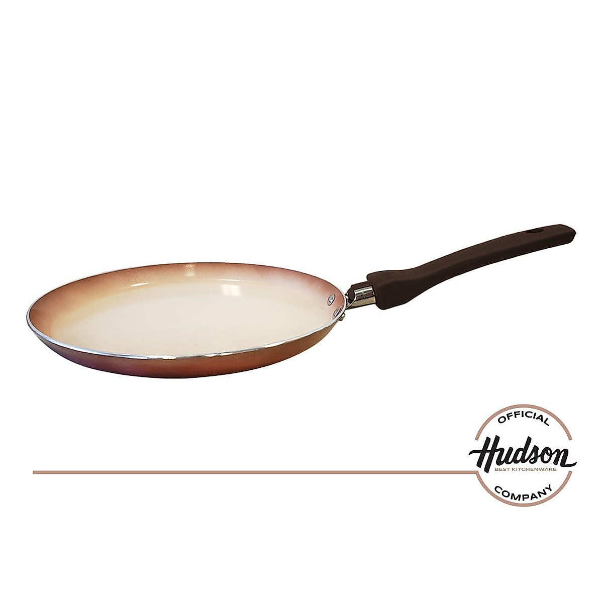 HUDSON Crepe Pan has Ceramic Nonstick, 8.7, Cookware, Pots and Pans, Copper