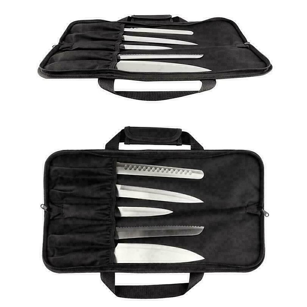 HUHAOLIANHE Professional Kitchen knife Bag (5 Pockets) Storage Carrying Portable Chef Knife Roll Case, Blue