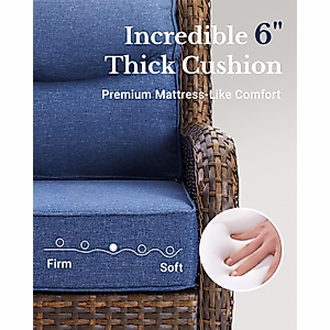 HILLGA Luxury High Back Outdoor Swivel Rocker Patio Chairs Set of 2, with 6-Inch Thick Cushions and Side Table, Ideal for Porch, Poolside, Deck, and Yard in Blue (PRO Version 2.0)