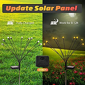 Ladiwanka Firefly Lights Solar Outdoor, 6 Packs Solar Powered Firefly Lights,10 Led, Waterproof Garden Lights Solar Powered, Firefly Garden Decorative Lights Yard Patio Pathway Outdoor Decoration