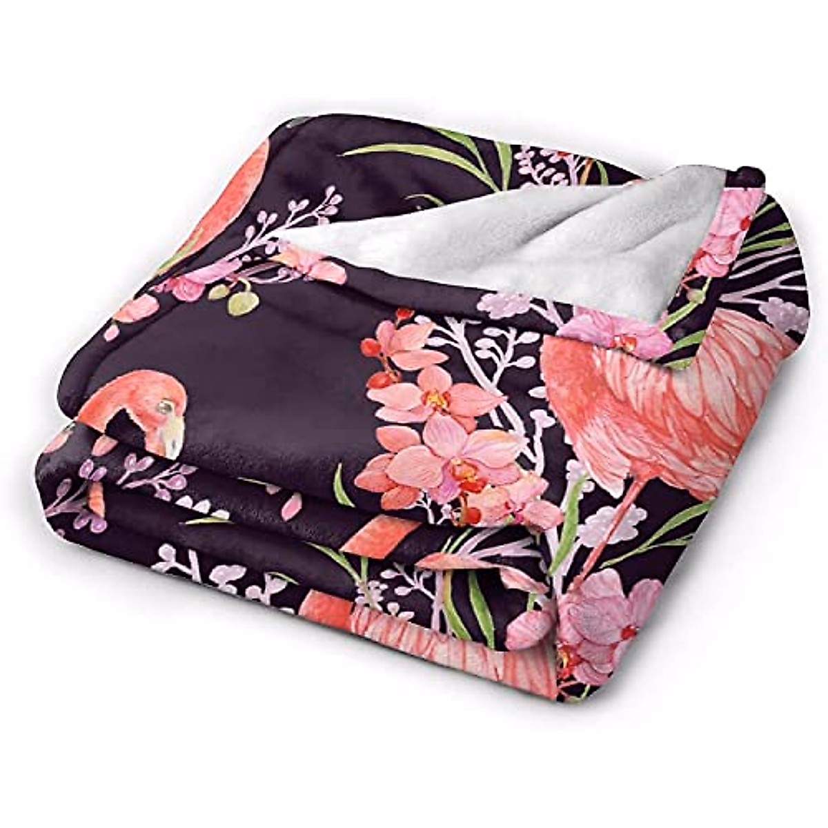 Gbuzozie Fleece Blanket Tropical Pink Flamingos Palm Leaves Lightweight Ultra-Soft Micro Throw Blanket for Sofa Couch Bed Camping Travel - Super Soft Cozy Microfiber Blanket 60"X50"