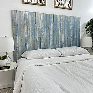Barn Walls Solid Wood Headboard Full Size, Blue Powderwash Finish with Smooth Natural Wood Grain, Handcrafted Wall-Mounted Panel Head Board, Adjustable Height, Modern Farmhouse Bedroom, Built to Last