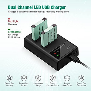 FirstPower 2 Pack NB-6LH NB-6L Batteries and Dual USB Charger Compatible with Canon Powershot S120, SX510 HS, SX280 HS, SX500 is, SX700, D20, S90, D30, ELPH 500, SX270, SX240, SX520
