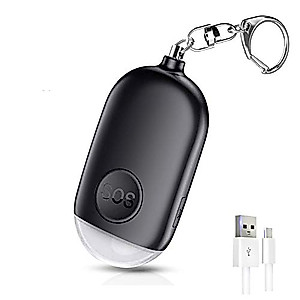 Safe Sound Personal Alarm - 130dB USB Rechargeable Keychain Alarm Self Defense Security Alarm with Mini Emergency LED Light for Women Kids Elderly