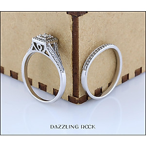 Dazzlingrock Collection Princess & Round White Diamond Bridal Engagement Ring Set 1/4 CT (0.25 ctw), 925 Sterling Silver, Size 5.5