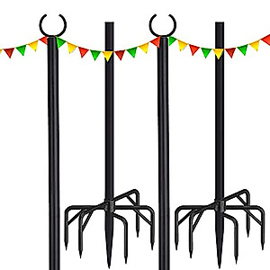 RINLAIN Patio String Lights Poles for Outdoors 2 Pack, 100 Inch Heavy Duty Designed String Light Pole to Use Your Garden, Backyard, Patio, Wedding, Party, Birthday Decorations