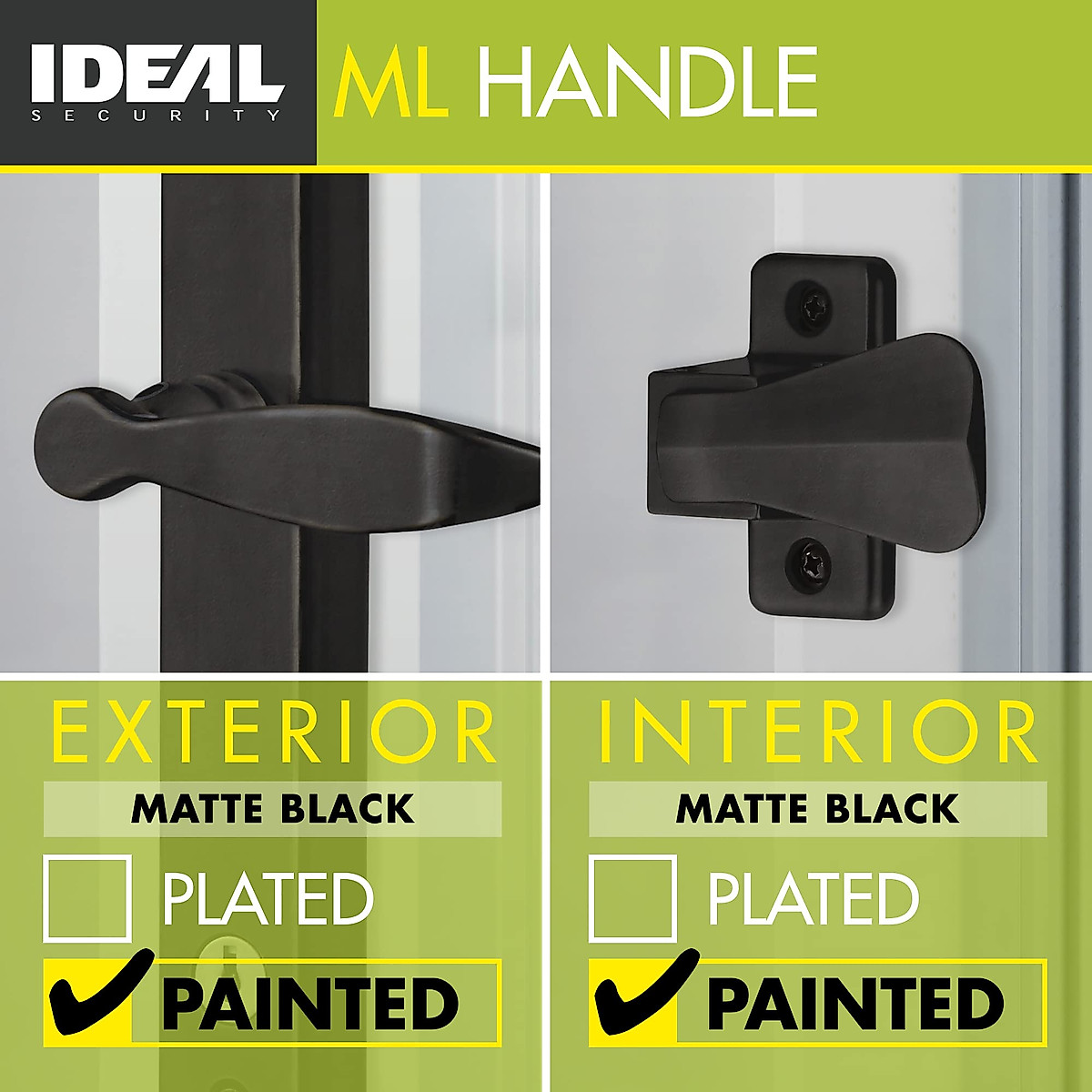 Ideal Security Door Lever with Deadbolt Lock for Out-Swinging Doors, Matte Black