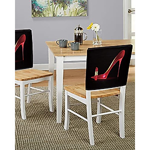 Maliyand Chair Back Cover, Red Lipstick High Heel Shose Black Chair Covers Removable Chair Protector Slipcover for Dining Room, Kitchen, Restaurant, Set of 6