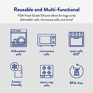 The Clean People Reusable Silicone Storage Bag, Food Storage Container, Microwave and Dishwasher Safe, Leak-free, Medium & Large, Green 3 Pack Set