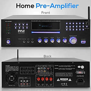 PYLE 4 Channel Amplifier Receiver - 1000 Watt Rack Mount Bluetooth Home Theater-Stereo Surround Sound Preamp Receiver W/Audio/Video System, CD/DVD Player, AM/FM Radio, MP3/USB Reader - PD1000BT