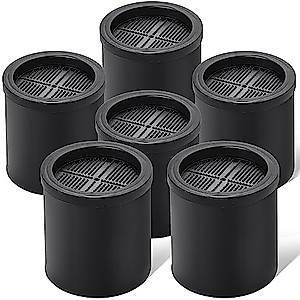 Noamus 6 Pack Bed Risers, 4 Inch Round Furniture Raising Blocks, Black Lifts with Removable Bottom Non-Slip Foam Pads, Heavy Duty Dorm Bed Frame Extenders for Desk Chair, Table Legs, Sofa Couch