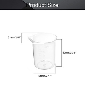Othmro Measuring Cups 100ml/3.38oz PP Plastic Graduated Beaker Transparent for Lab Kitchen Liquids 4pcs