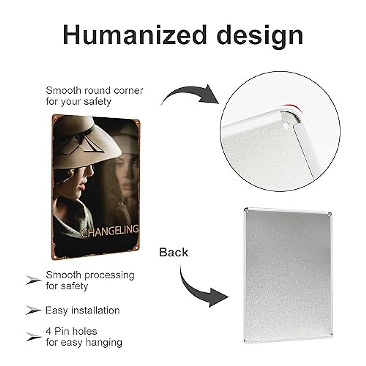 Changeling Metal Tin Sign Garage Sign Wall Decoration Old Car Shop Movie Poster Oil Station Sign 8 × 12 inches