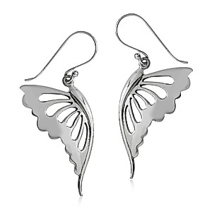 Silvershake 925 Sterling Silver Butterfly Wing Dangle Earrings