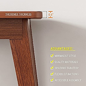 NELYE Mid-Century Long Desk Table - 71 Inches Wood Simple Modern Extra-Long 2-Person Computer Workstation for Home Office Work, Walnut, 71" W x 24" D x 30" H