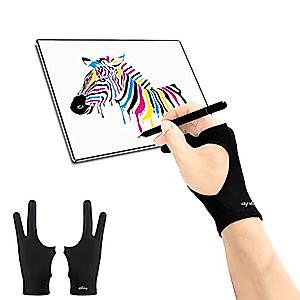 SPBMY Digital Drawing Glove 2 Pack,Two-Finger Artist Glove for Drawing Tablet, Paper Sketching, iPad, Art Glove Suitable for Left and Right Hand, Black