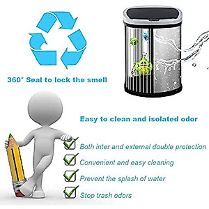 13 Gallon Touch Free Automatic Stainless Steel Trash Can Garbage Can 50L Metal Trash Bin with Lid for Kitchen Living Room Office Bathroom ,Silver