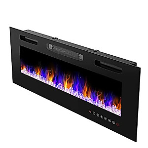 ANDAXIN Recessed and Wall Mounted 36" Electric Fireplace, Wall Fireplace Electric with Remote Control and Timer, Adjustable Flame Color and Speed, Touch Screen, 750-1500W, Black