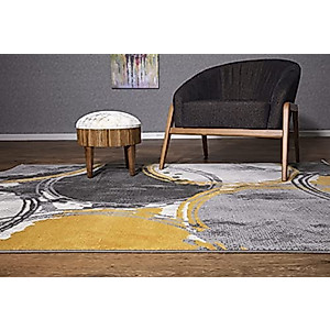 Rugshop Evora Contemporary Modern Circles Area Rug 7'10" x 10' Yellow