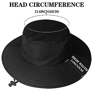 ZOORON Sun Hats for Men Women, Fishing Bucket Hats, Wide Brim UV Protection Waterproof Breathable Boonie Hats (1Pack-Black)