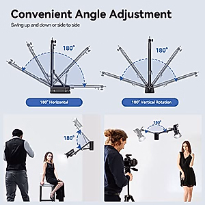 Takerers Ring Light Wall Mount: Save Space, 180º Flexible Rotation - Wall Mount Triangle Boom Arm with 3/8 & 1/4 screw for Photography Light, Monolight, Softbox, Umbrella, Reflector, Max Length 51inch