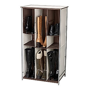 Household Essentials Transformer Boot Storage Rack, Adjustable Cubbies, Soft Poly-Cotton Fabric, Sturdy Steel Frame, Versatile and Stylish, Perfect for Short, Mid and Tall Boots, Natural and Brown