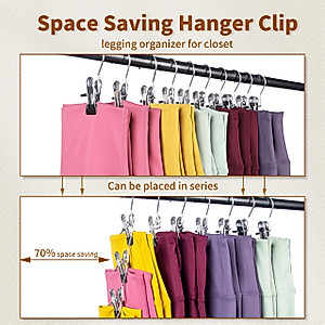 Legging Hangers for Closet Organizer，Shorts Hangers with Clips，Yoga Pants Hanger with Clips Space Saving，Closet Organizers and Storage Hanging，10 Pack Legging Organizer for Closet Hangers Space Saving