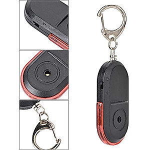 Whistle Key Finder, Wireless Anti Lost Alarm Key Finder Lost Sound LED Light with Battery Red Ey Keyring Locator Whistle (Red)