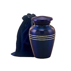 Immortal-Memories Serenity Keepsake Urn for Ashes - Miniature Urns - Mini Jar - Pet Urn -Token Urn with Velvet Bag (Cobalt Blue)
