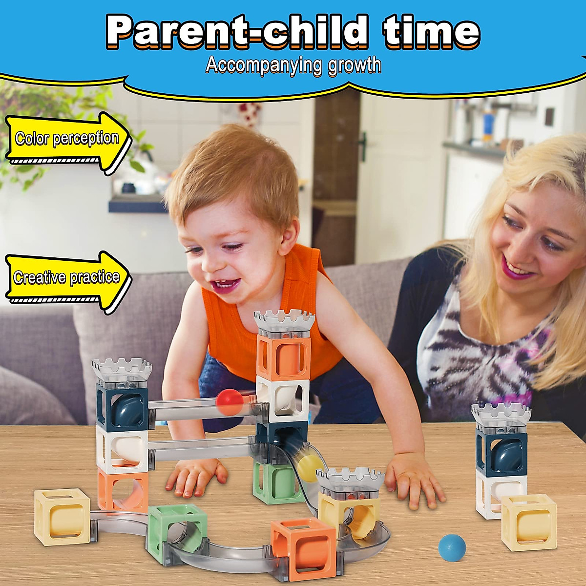 Marble Run for Kids Ages 4-8, Magnetic Building Toy Stacking Block Sets, 41 Pieces STEM Activities for Kids Ages 5-7, Marble Maze Montessori Toys Birthday Gifts for Kids Age 3-8 Boys and Girls