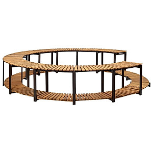 loibinfen Wooden Spa Surround Solid Acacia Wood Outdoor Massage Hot Tub Frame for Garden, Backyard, Patio Indoor Outdoor Use 107.5"x20.9" (Diameter x H) -AA
