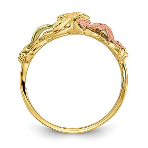 10K Tri Color Black Hills Gold Flower Ring Size 7