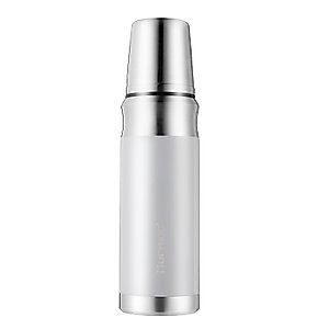 Murmioo travel vacuum flask，stainless steel insulated bottle, built-in cap cup, cold for 24 hours, heat for 12 hours, BPA Free leak proof, sweat free 17oz/500ml Gray