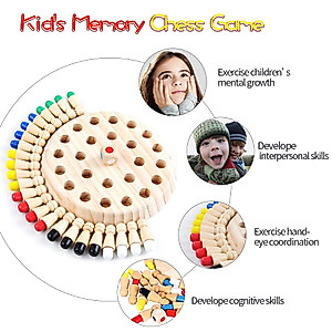 Wooden Memory Match Stick Chess Game, Color Memory Chess, Funny Block Board Game, Parent-Child Interaction Toy, Educational Intelligent Games Logic Braintease Toys for Boys and Girls Age 3 and Up