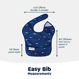 Tiny Twinkle Mess-Proof Baby Bib - Waterproof Bib for Baby Boy or Girl - Machine Washable - Adjustable Closure - PVC, BPA, & Phthalate Free - Great for Travel - Baby Food Bibs (3 Pack, Sea, Dino)