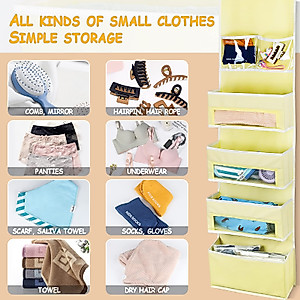 FGSAEOR 5 Layers Over The Door Organizer - 2 Pack Nursery Closet Organizers Baby Storage with 4 Foldable Big Pocket Storage,Clear Window PVC Pocket for Pantry,Toys and Sundries - Beige