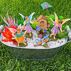 Mood Lab Fairy Garden - Playing Girls Kit of 5 pcs - Miniature Figurines & Accessories Set - Outdoor or House Decor