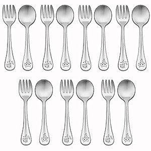 14-Piece Kids Silverware Set, LIANYU Toddler Forks and Spoons for 2-6 Year Old, Stainless Steel Preschooler Children Flatware Cutlery Set, Includes 7 Forks 7 Spoons, Dishwasher Safe